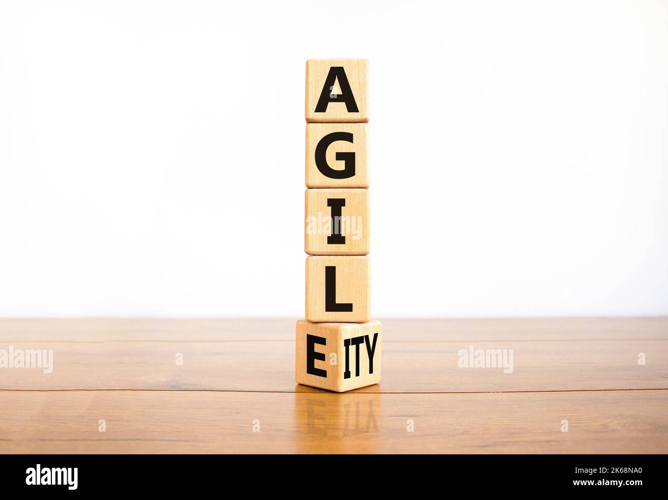 Agile and agility symbol. Concept words Agile and Agility on wooden ...