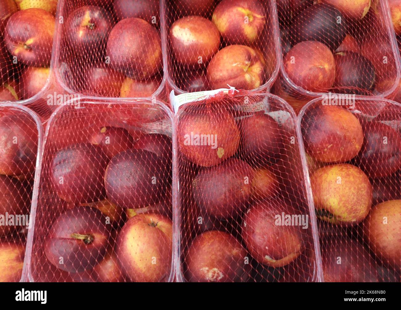 transparent plastic containers containing peaches Stock Photo - Alamy