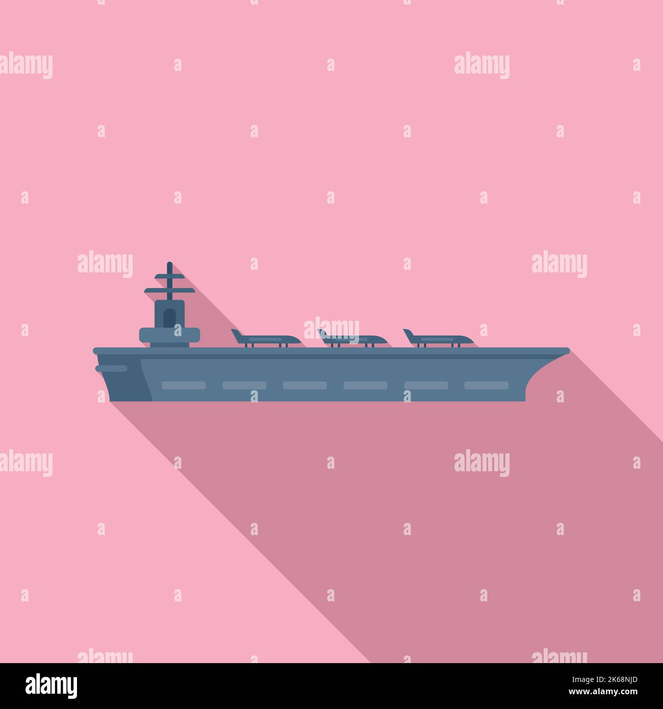 Combat aircraft carrier icon flat vector. Naval view. Boat sea Stock ...