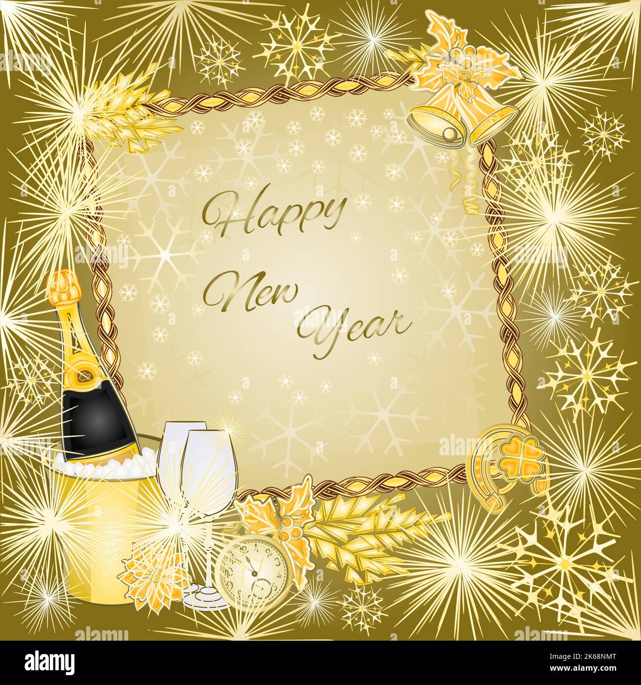 Happy New Year in gold merry background vector Stock Vector Image & Art ...