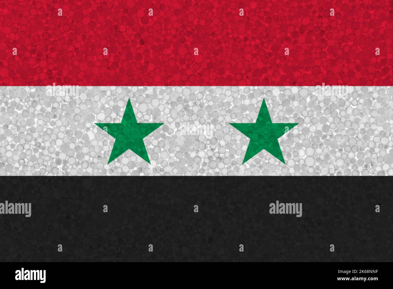 Flag of Syria on styrofoam texture. national flag painted on the ...