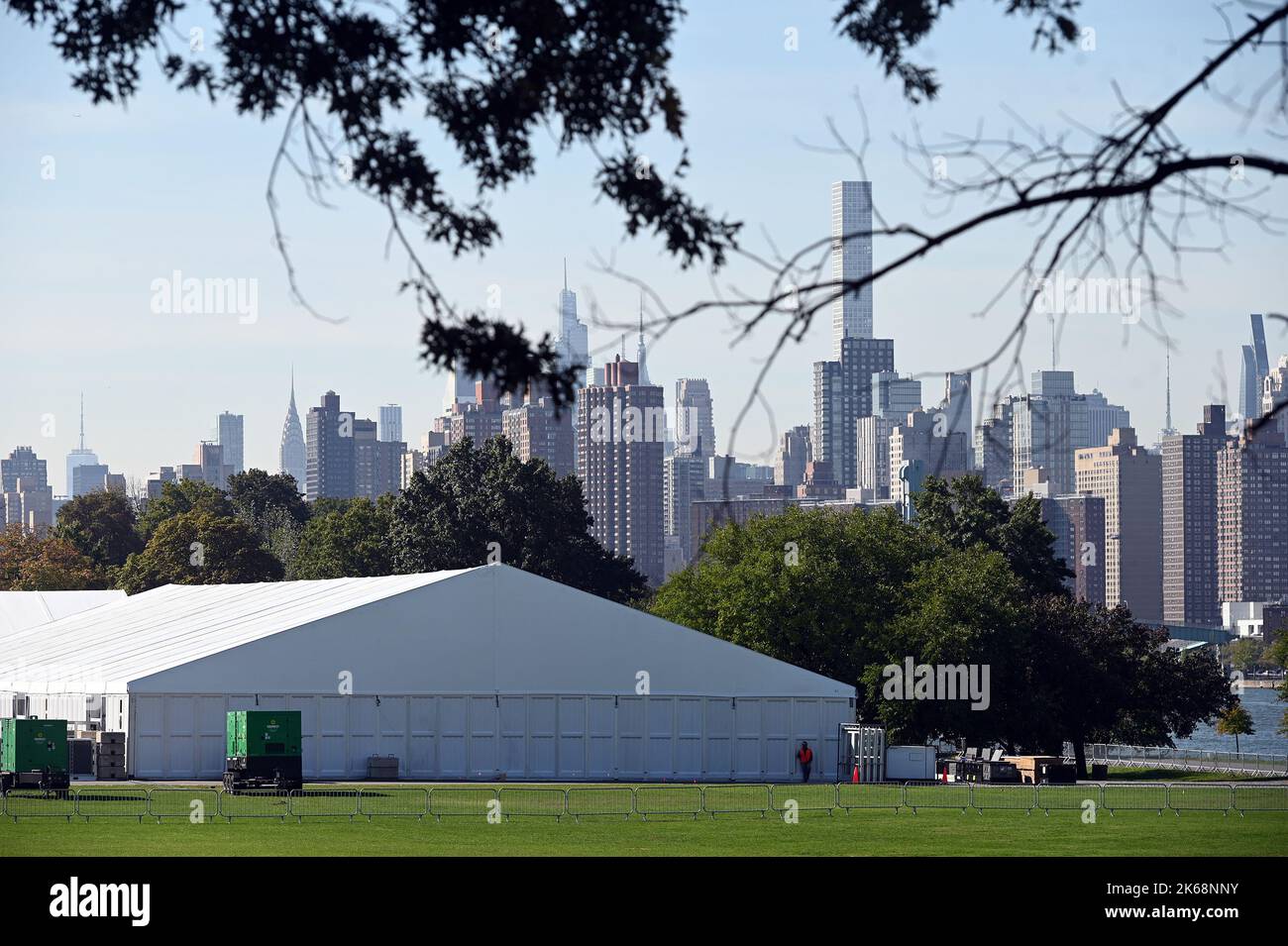 New York, USA. 12th Oct, 2022. View of temporary tents being ...