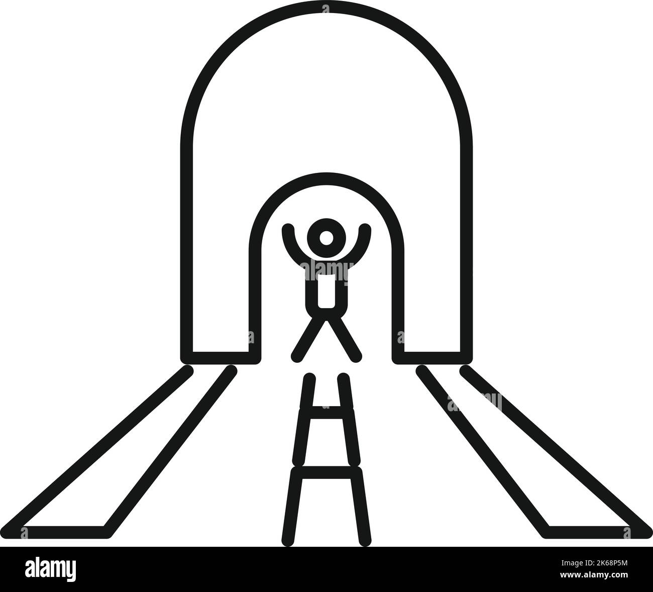 Man in tunnel icon outline vector. Road entrance. Stone underground ...