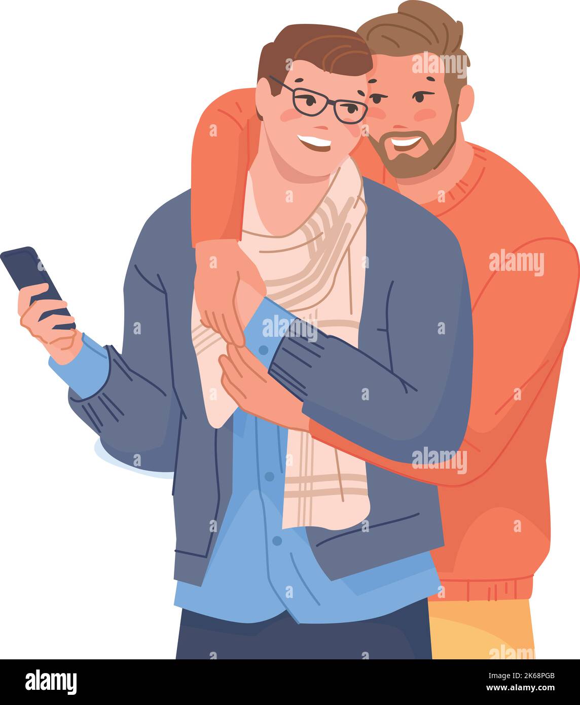 Happy male friends together. Men hugging. Warm relationship isolated on ...