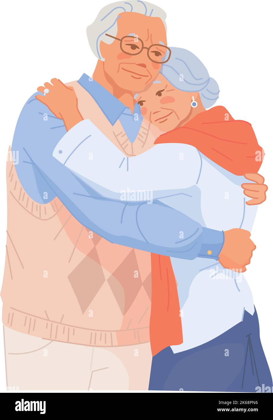 Old man and woman hugging. Loving elderly couple isolated on white ...