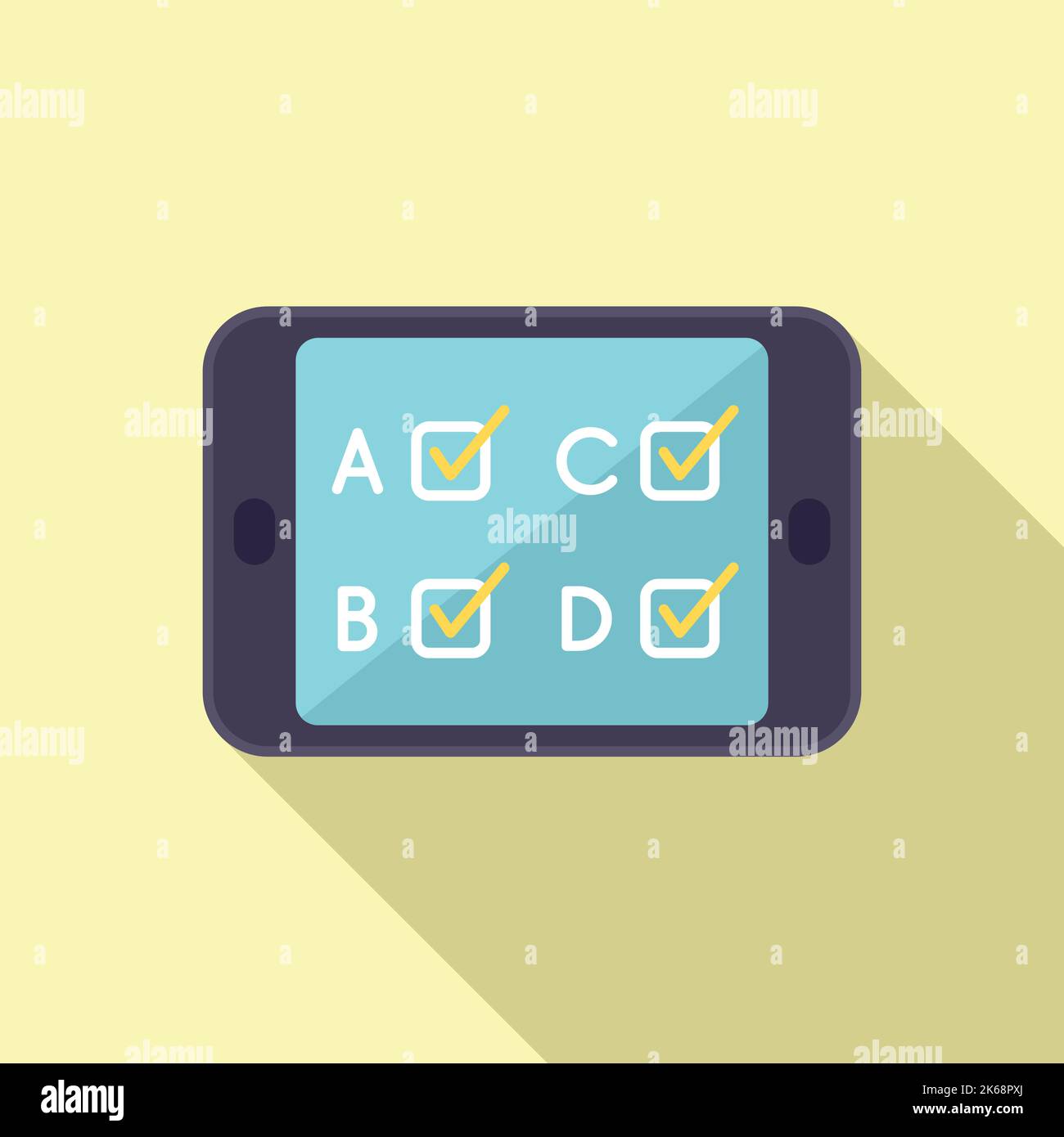 Tablet test icon flat vector. Form sheet. Online education Stock Vector ...