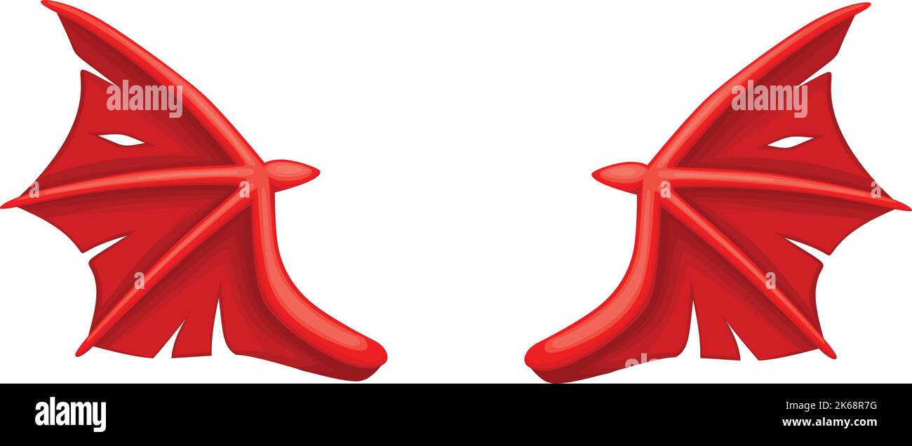 Devil wings. Cartoon red monster costume element isolated on white ...