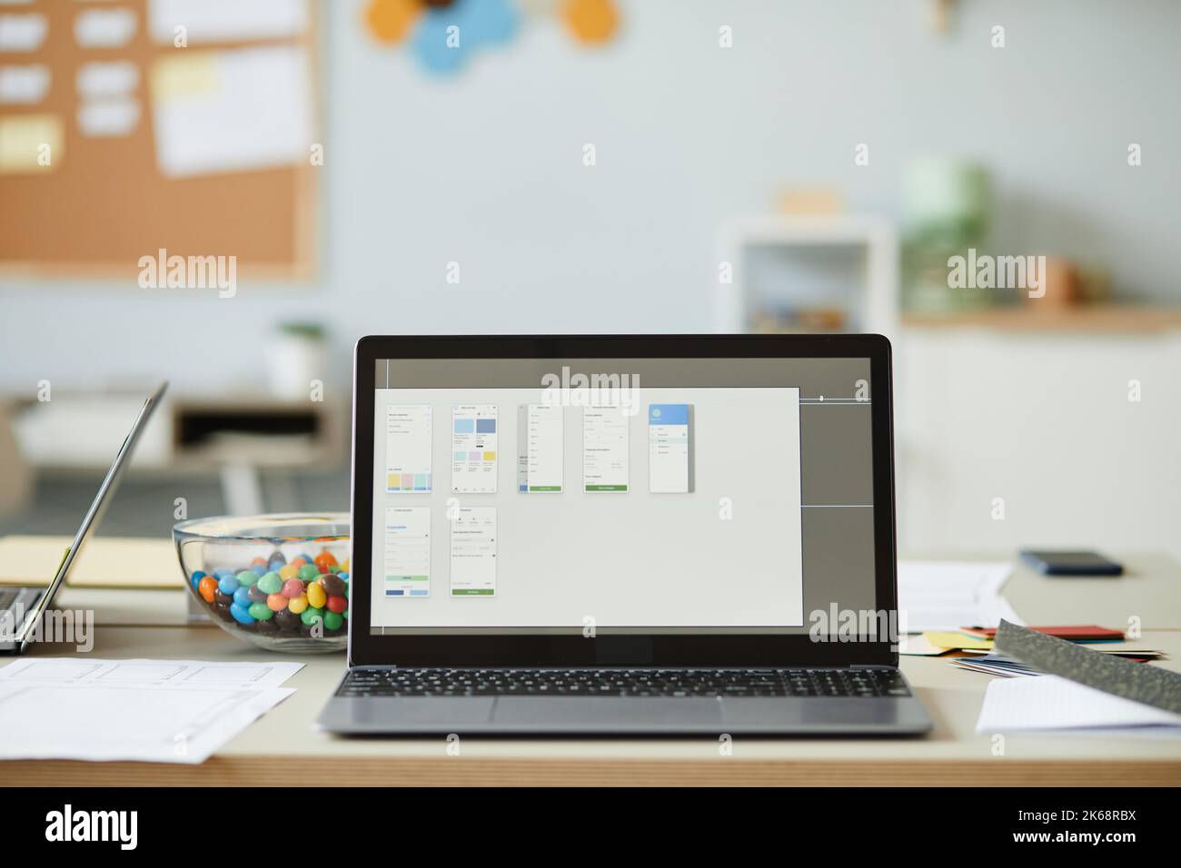 Background image of open laptop with task management setup on screen in ...