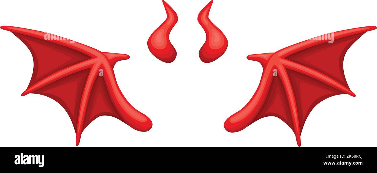 Devil horns and wings. Hell costume. Carnival elements isolated on ...