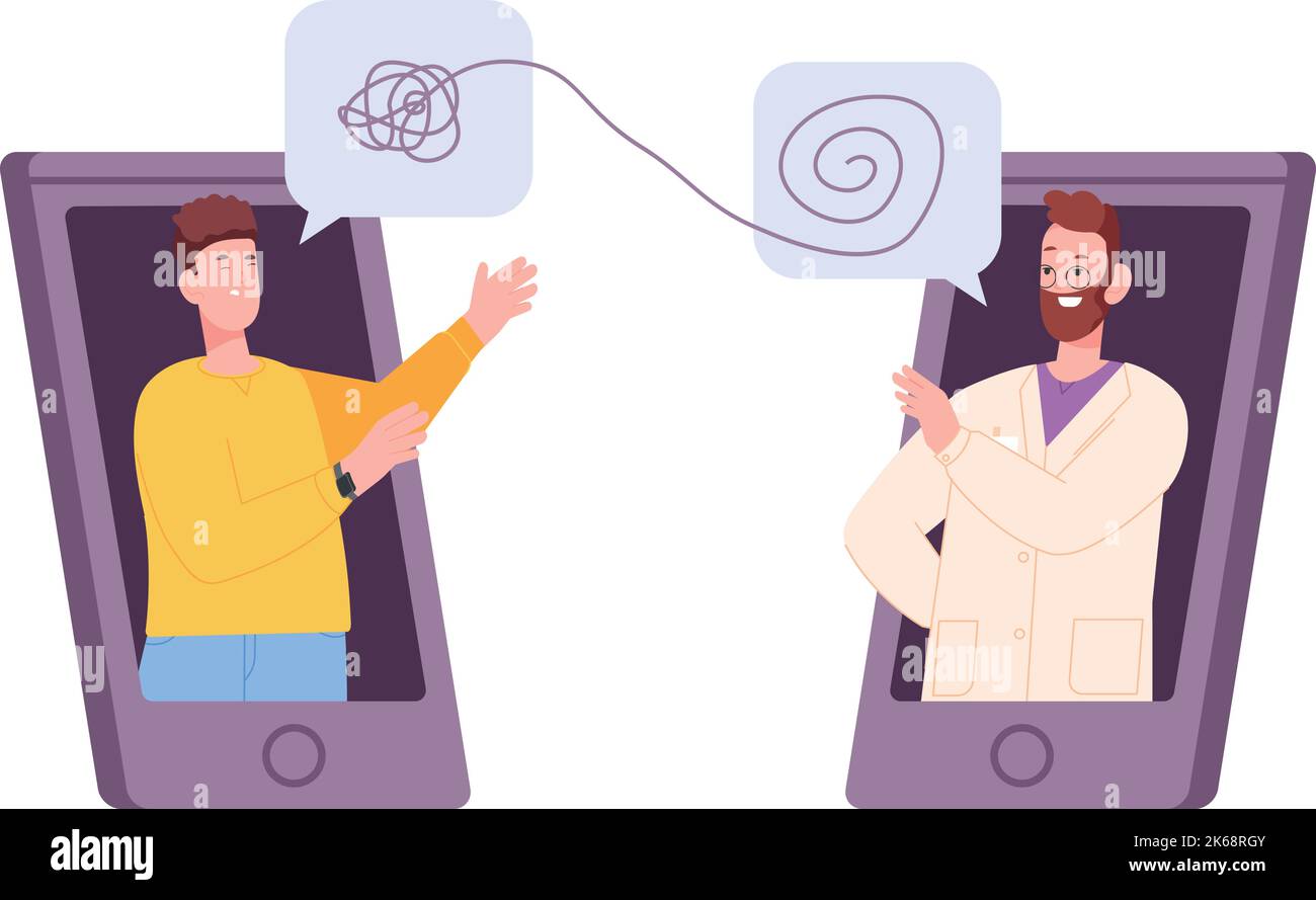 Online therapy in smarthone. Mobile psychotherapy app session isolated ...