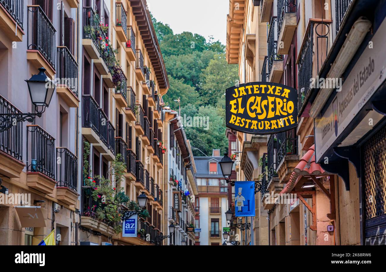 San Sebastian, Spain - June 25, 2021: Basque restaurants and bars ...