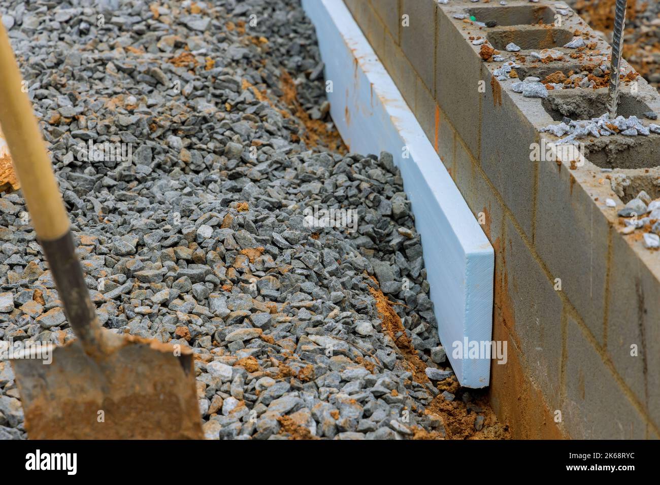 Installation waterproofing insulation for foundation before pouring concrete Stock Photo - Alamy