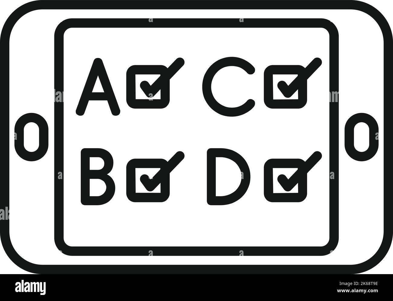 Tablet test icon outline vector. Form sheet. Online education Stock ...