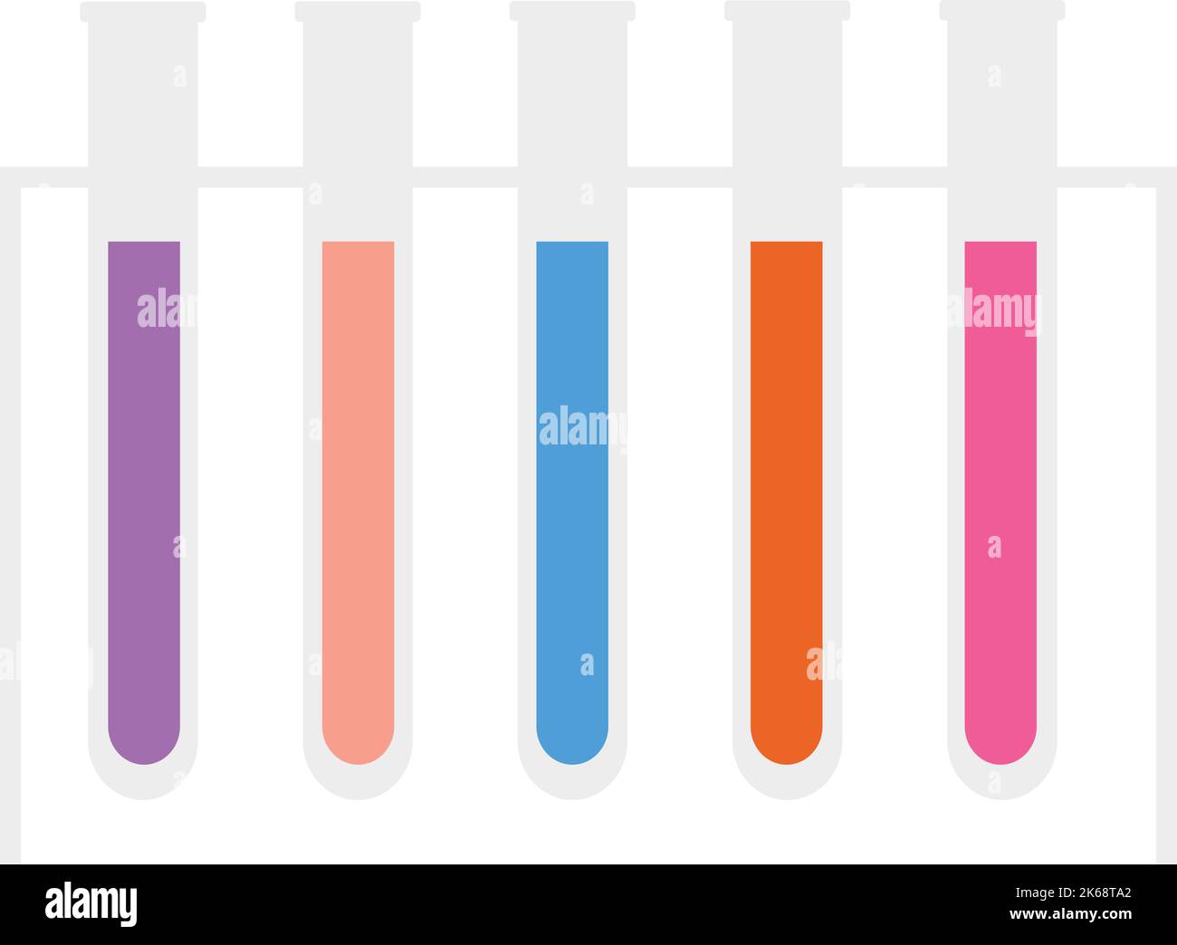 Lab tubes with color liquids. Chemical glass holder isolated on white ...