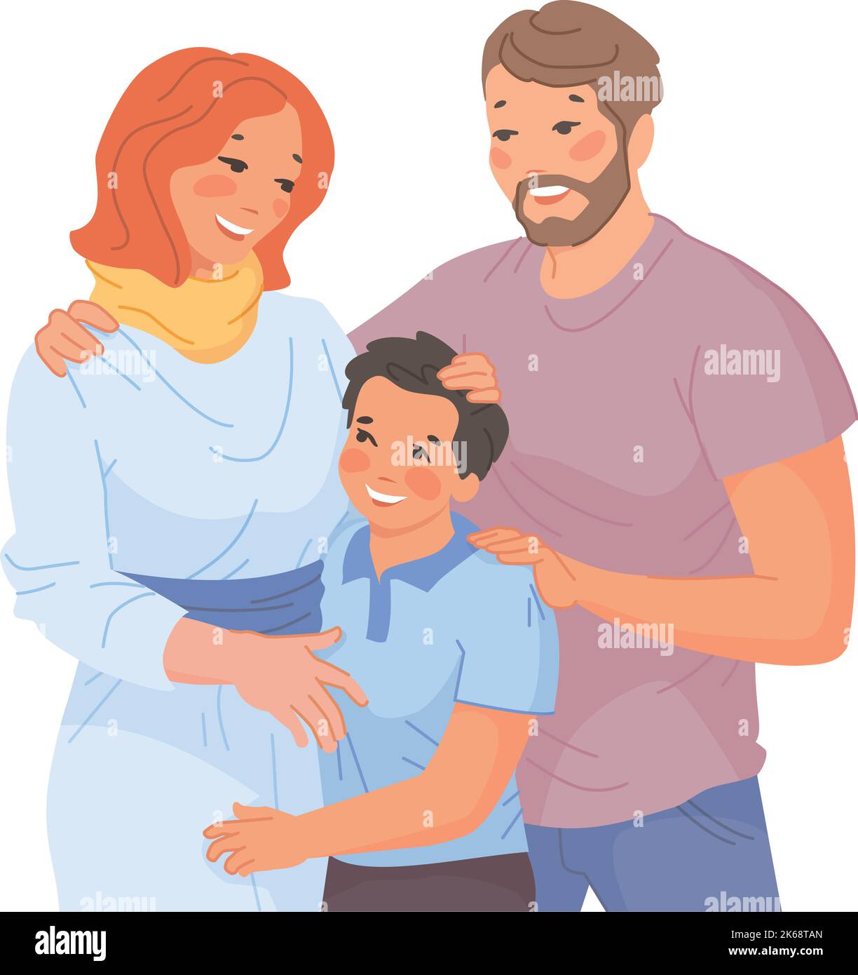 Happy parents with smiling boy together. Family portrait isolated on ...