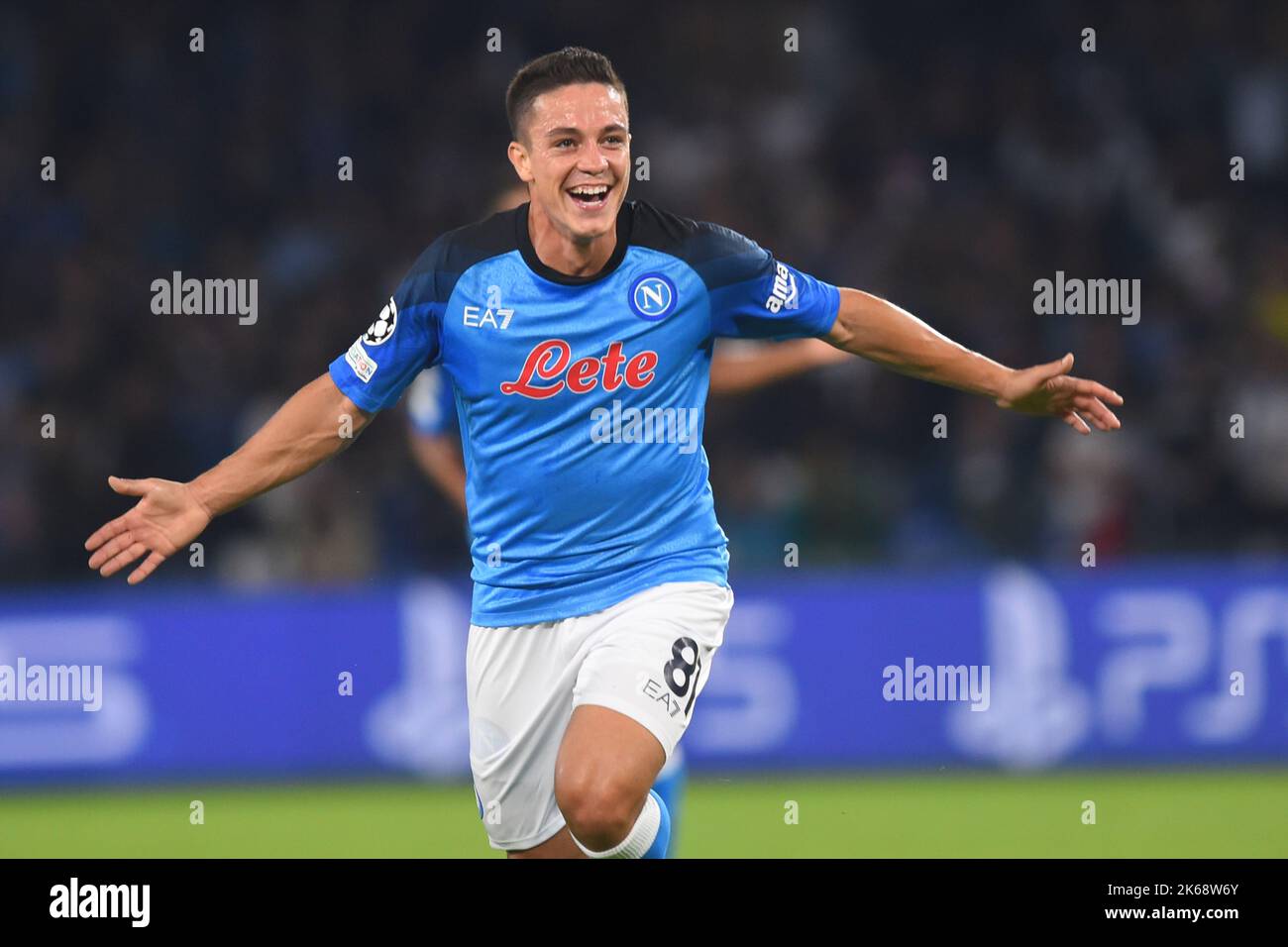 Giacomo Raspadori of SSC Napoli rejoices after the goal during the Uefa ...