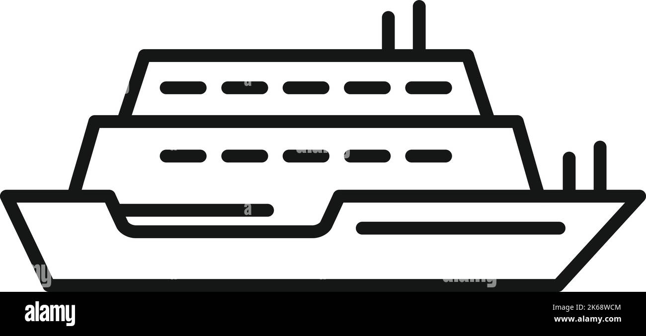 Cruise ferry icon outline vector. Ship river. Cargo front Stock Vector ...
