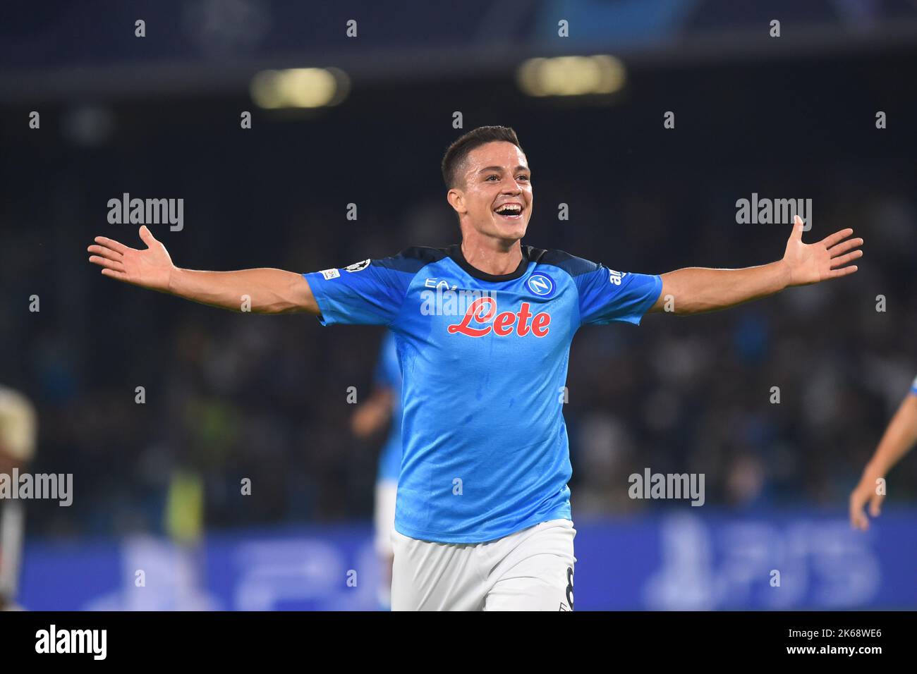 Giacomo Raspadori of SSC Napoli rejoices after the goal during the Uefa ...