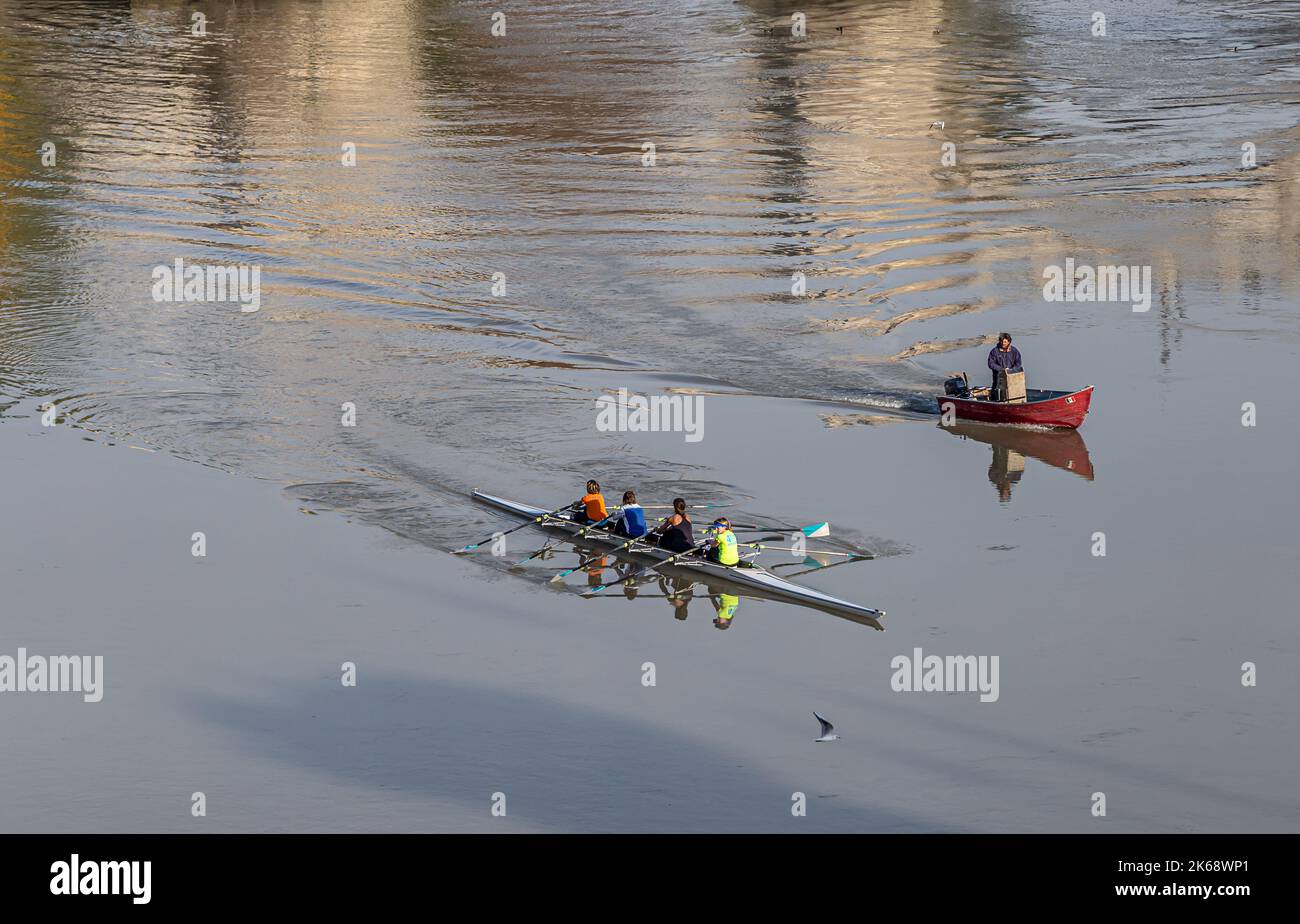 ROME, ITALY - DECEMBER 06, 2019: Group Of People Training On Kayak ...