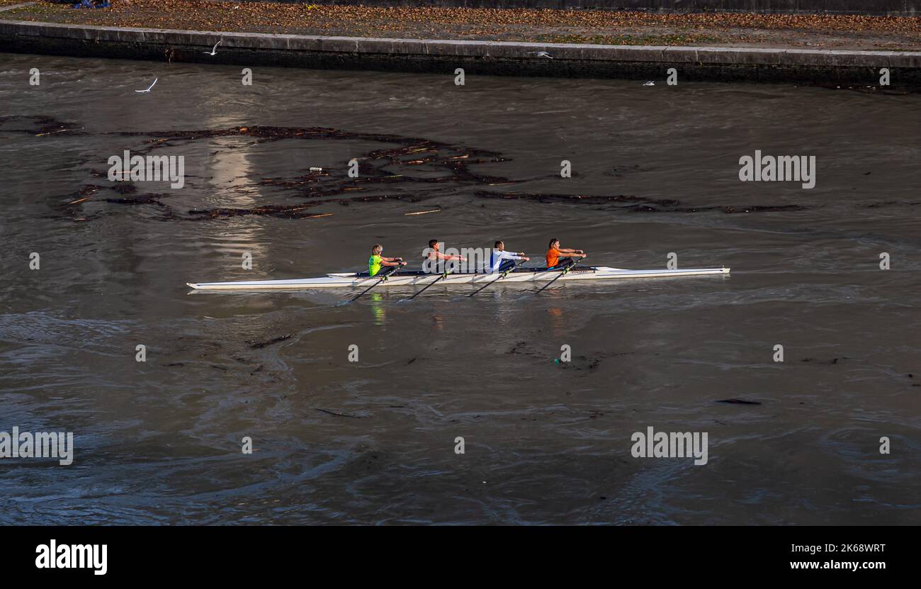 ROME, ITALY - DECEMBER 06, 2019: Group Of People Training On Kayak ...