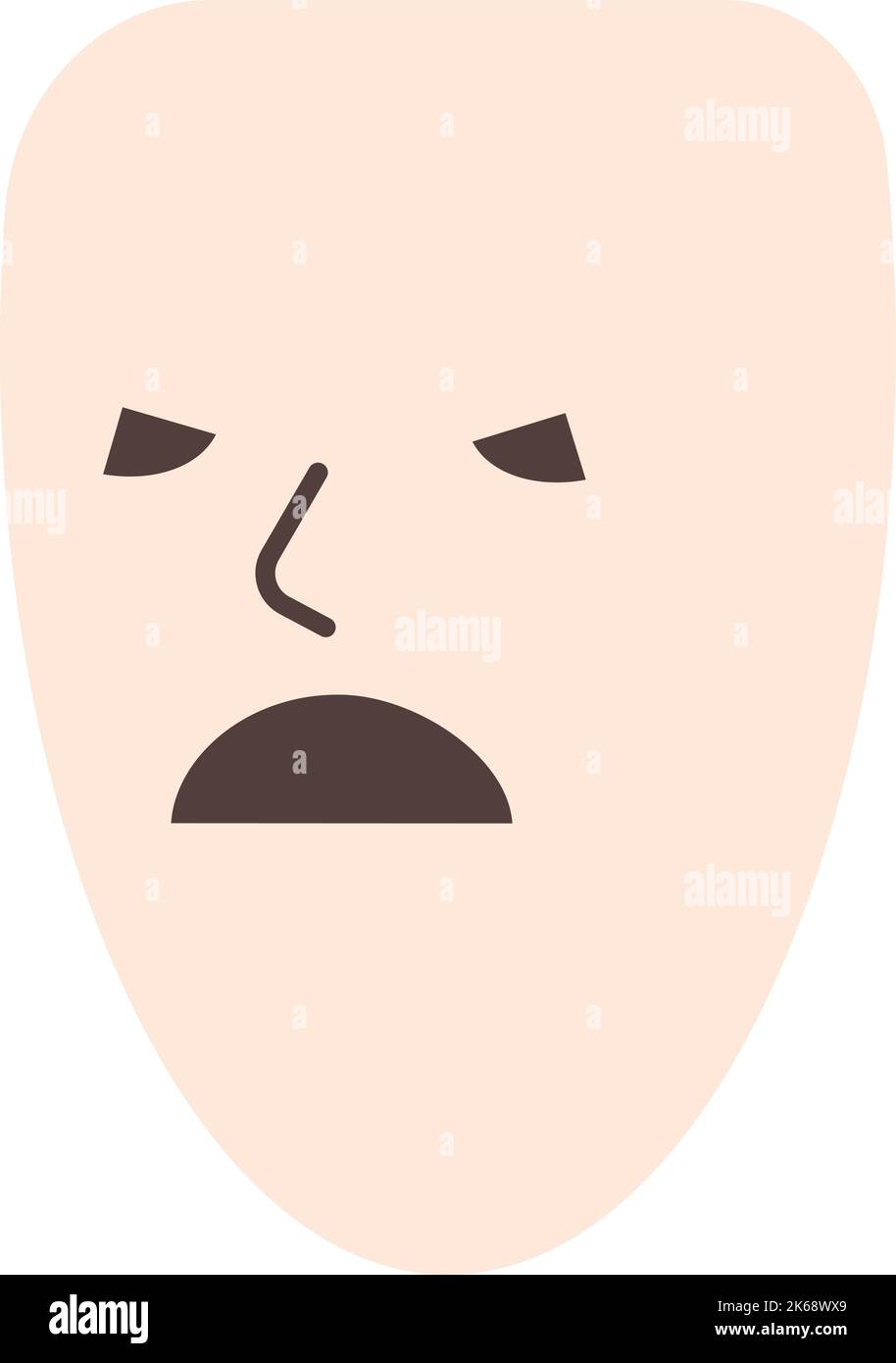Angry face mask. Negative emotion. Unhappiness symbol isolated on white ...