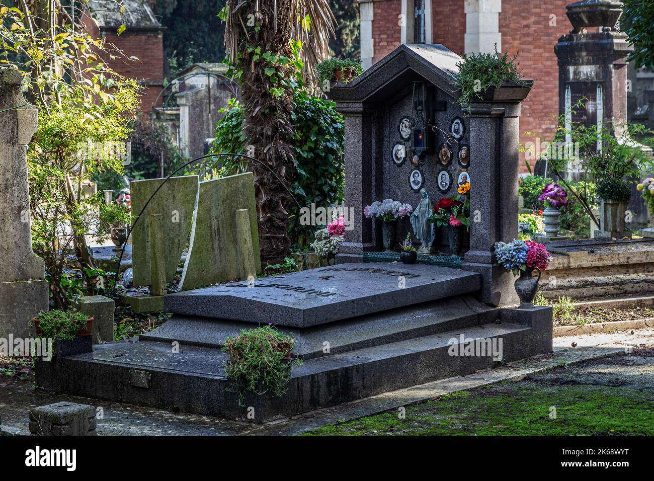 ROME, ITALY - DECEMBER 07, 2019: Grave monument in Cemetary Campo ...