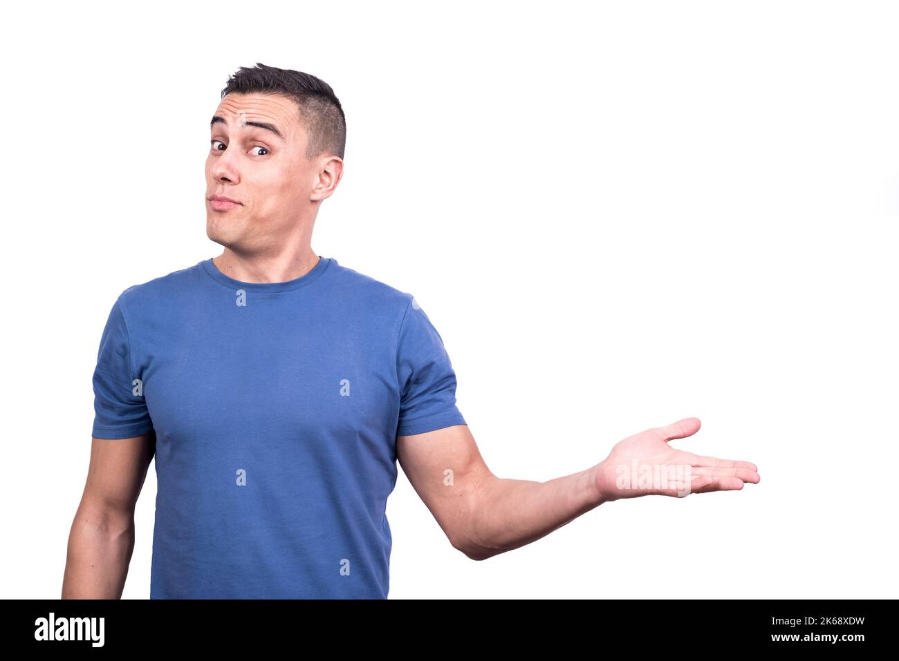 Man showing with a gesture and expression of interest Stock Photo - Alamy