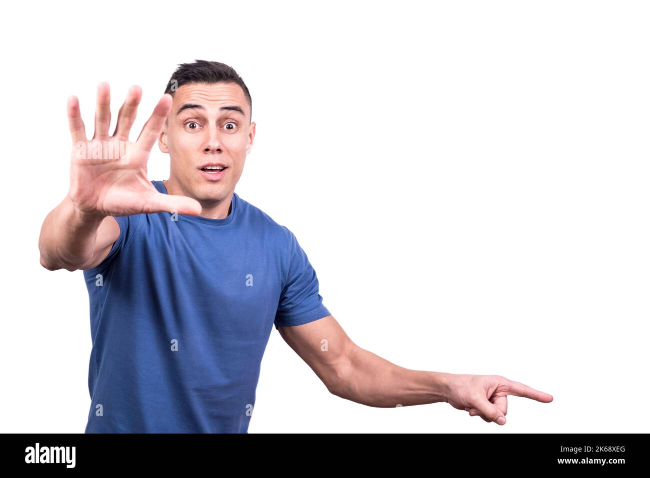 Hand pointing finger reaction hi-res stock photography and images - Alamy