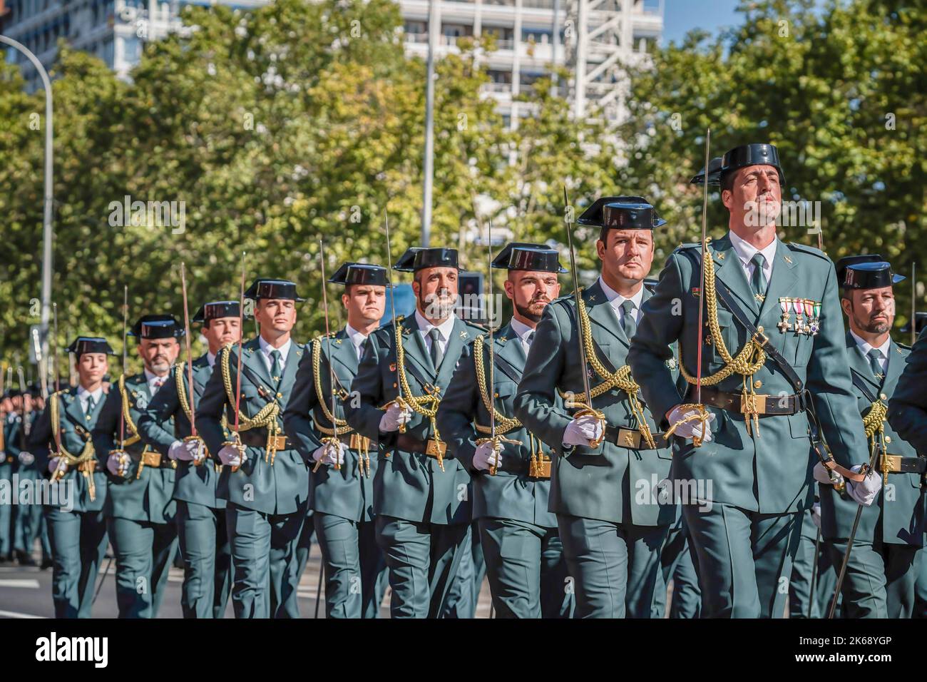 Madrid, Spain. 12th Oct, 2022. The Spanish Civil Guard march during the ...