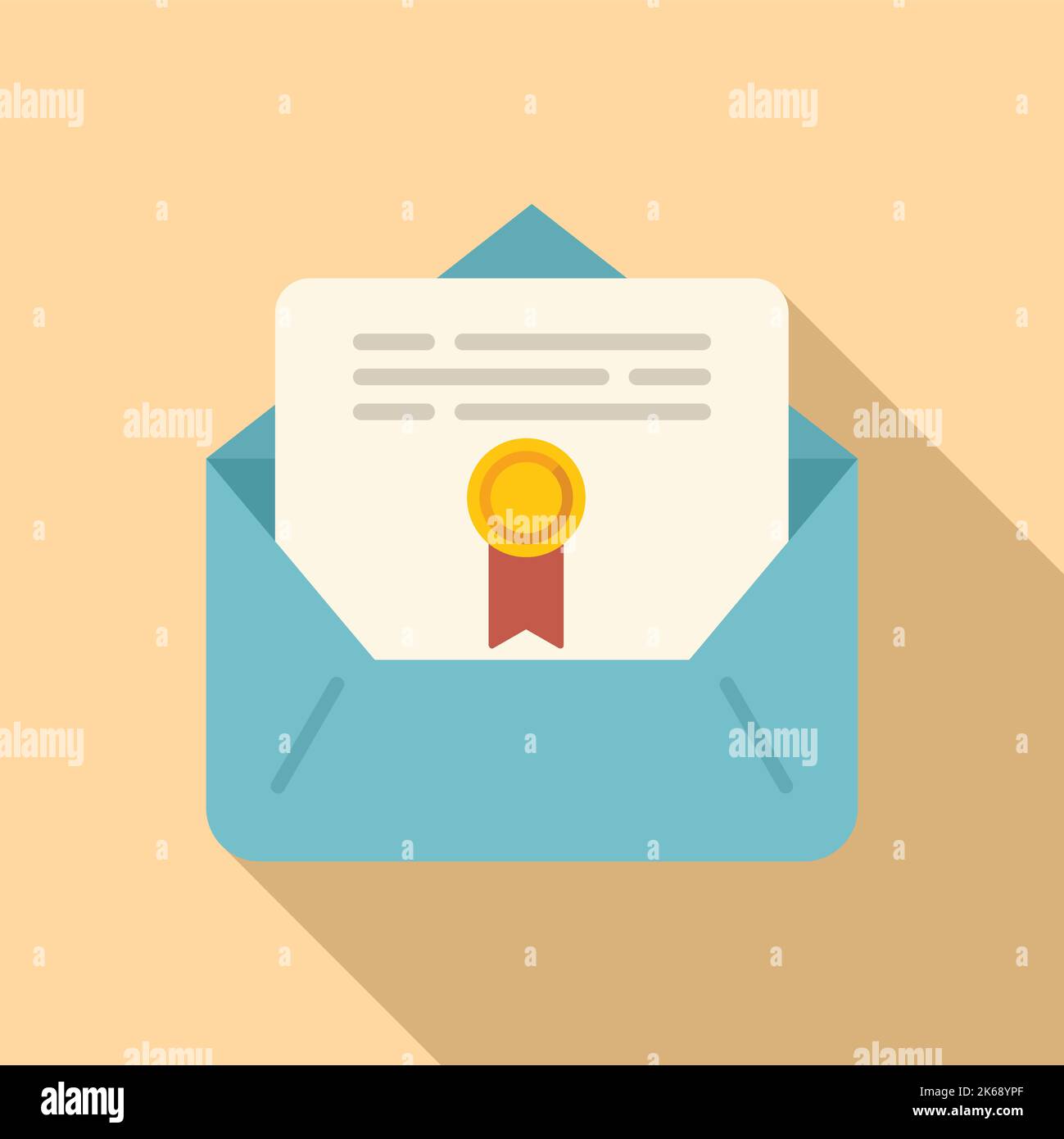 Degree mail icon flat vector. Diploma education. School study Stock ...