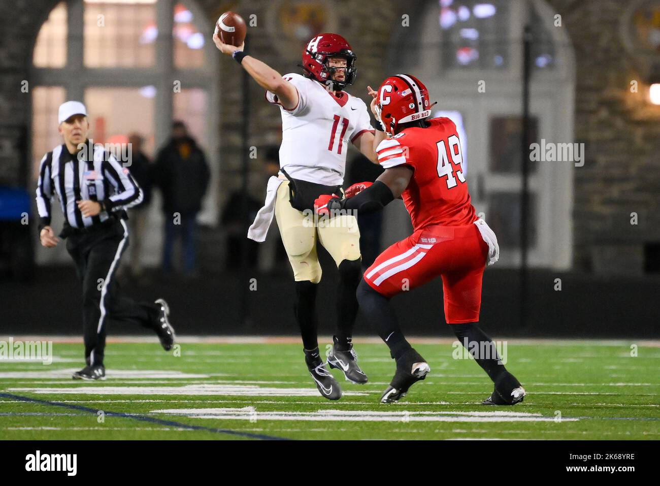 October 7, 2022: Harvard Crimson quarterback Charlie Dean (11) passes ...