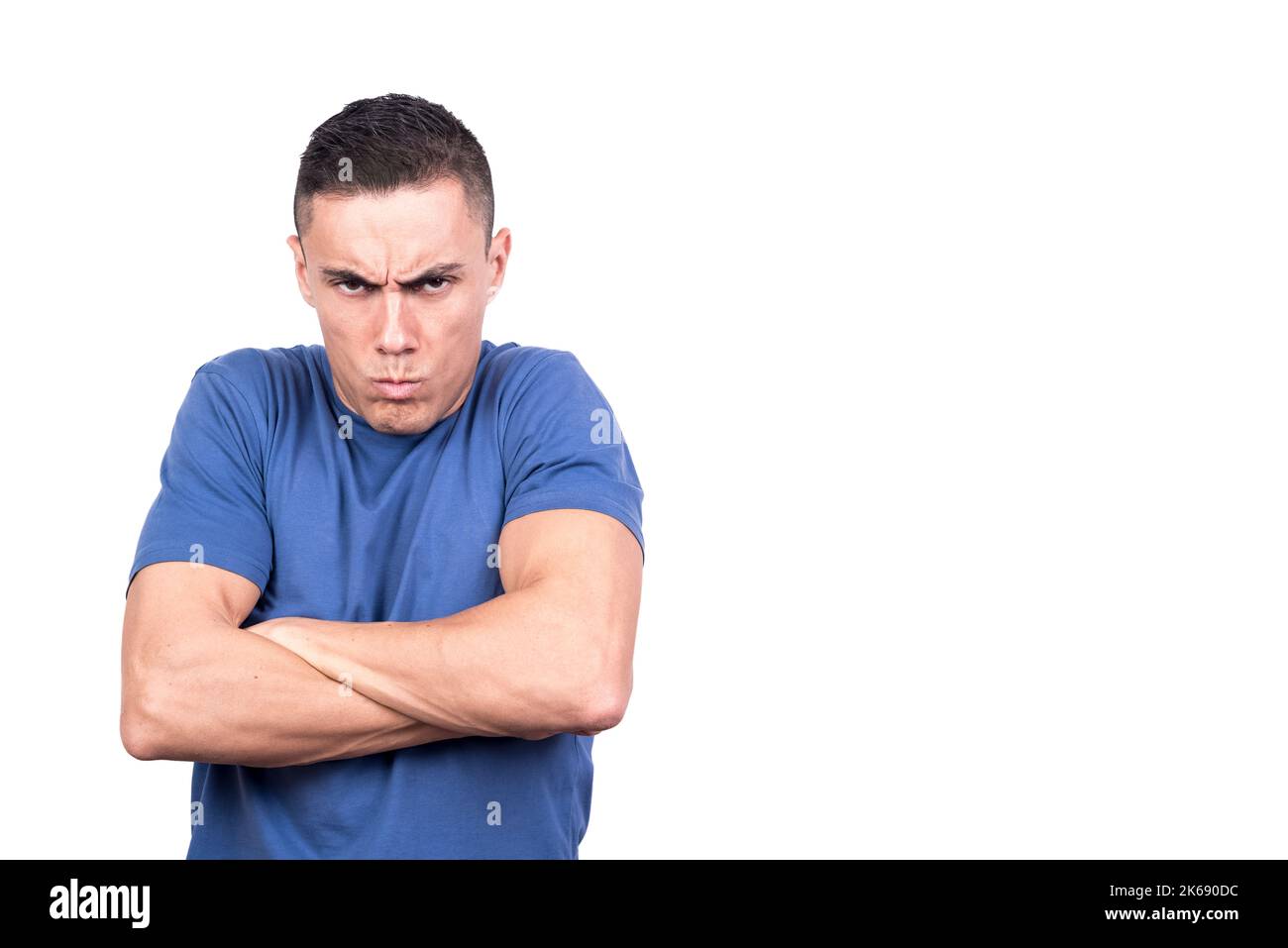 Man gesturing that he is upset crossing his arms Stock Photo - Alamy