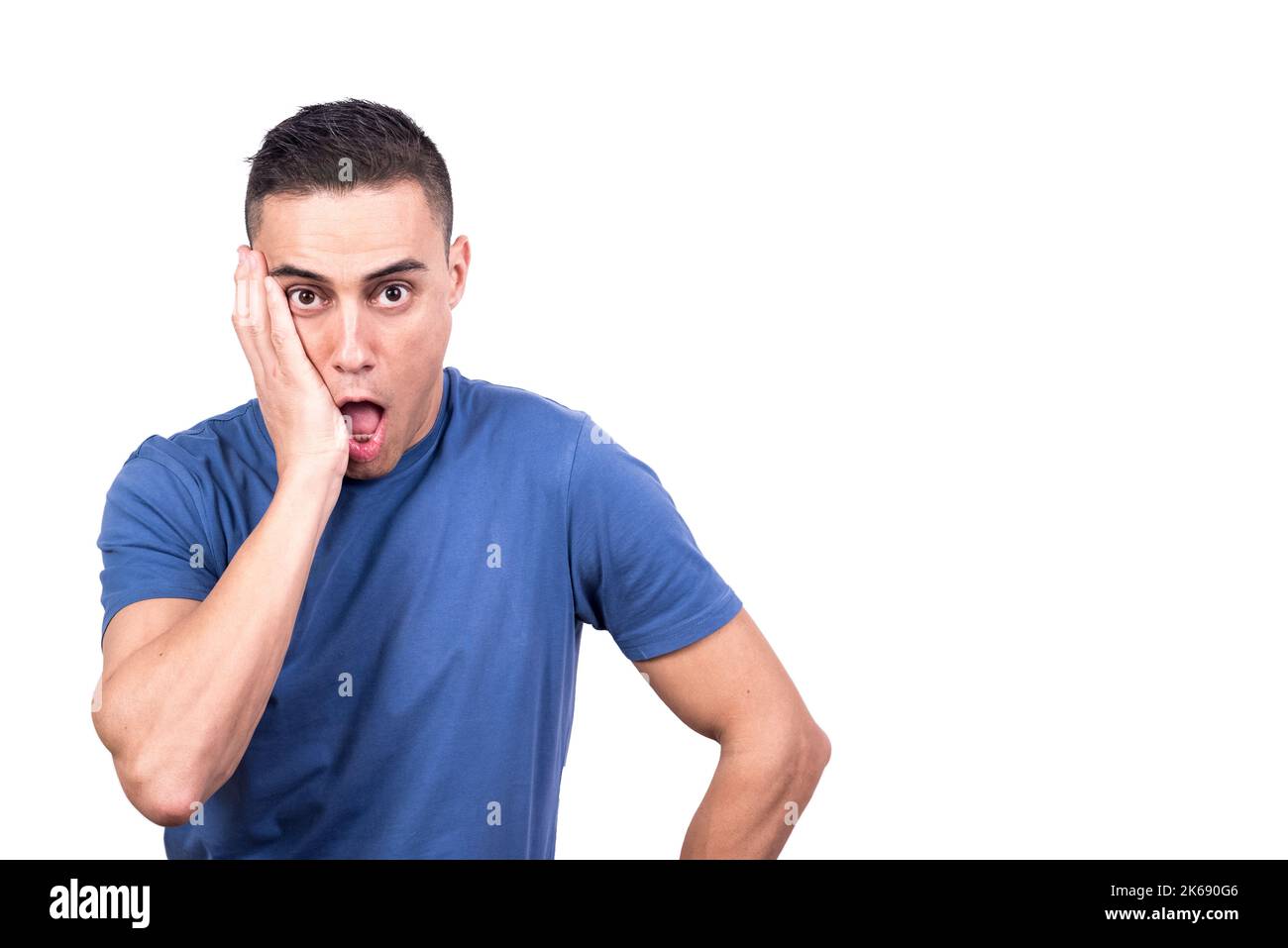 Man with hand on face and expression of disbelief Stock Photo - Alamy