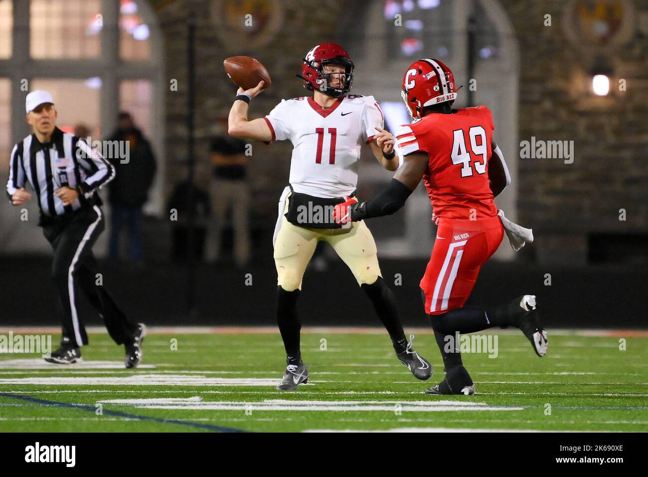 October 7, 2022: Harvard Crimson quarterback Charlie Dean (11) passes ...