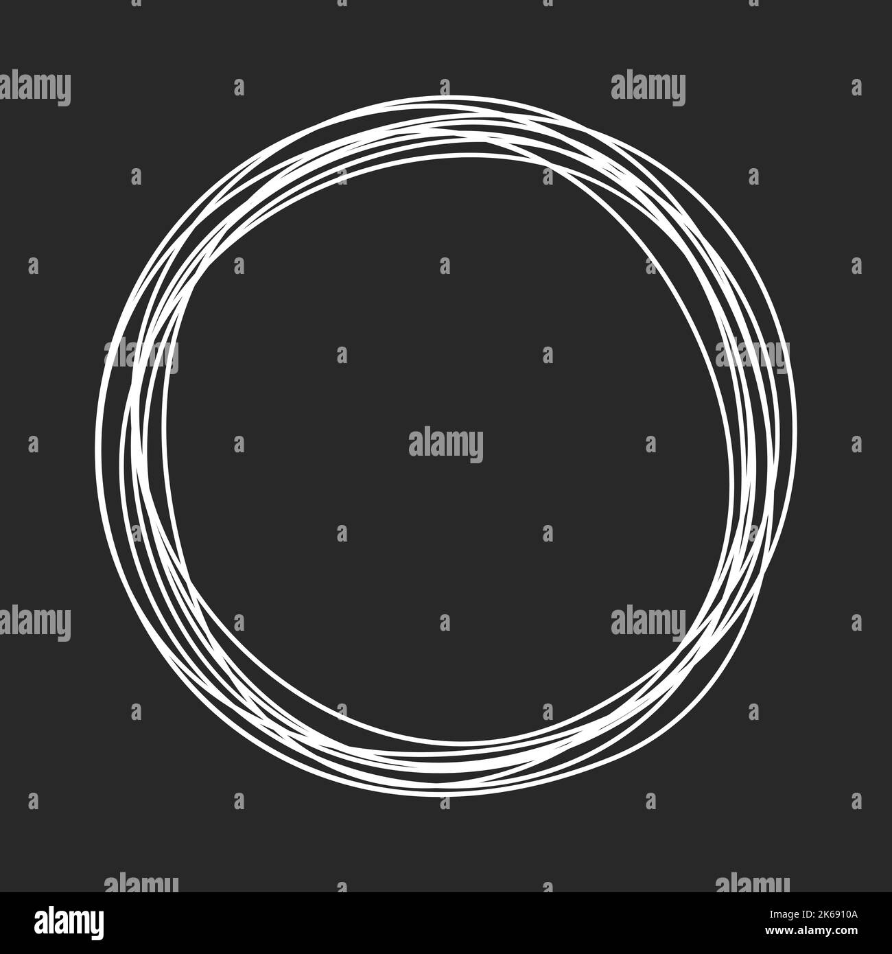 Grungy round scribble circle hand drawn with thin line, chalkboard ...