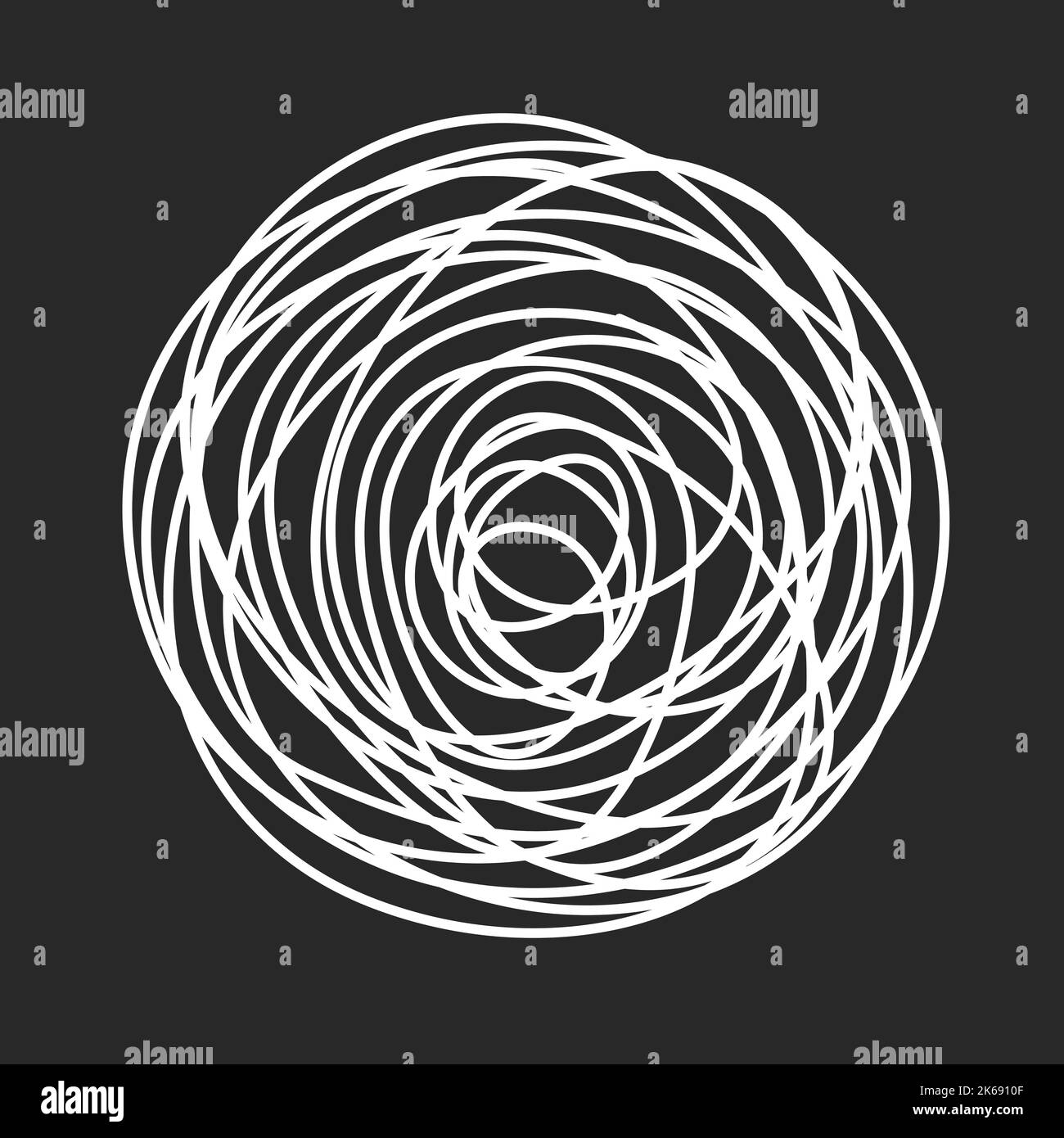 Grungy round scribble circle hand drawn with thin line, chalkboard ...