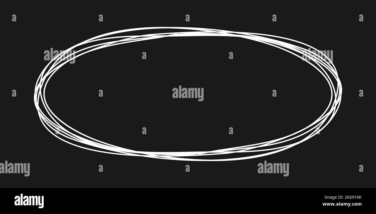 Grungy round oval scribble circle hand drawn with thin line, chalkboard ...