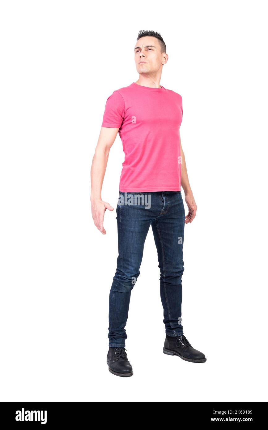 Self assured man looking at camera. White background Stock Photo - Alamy