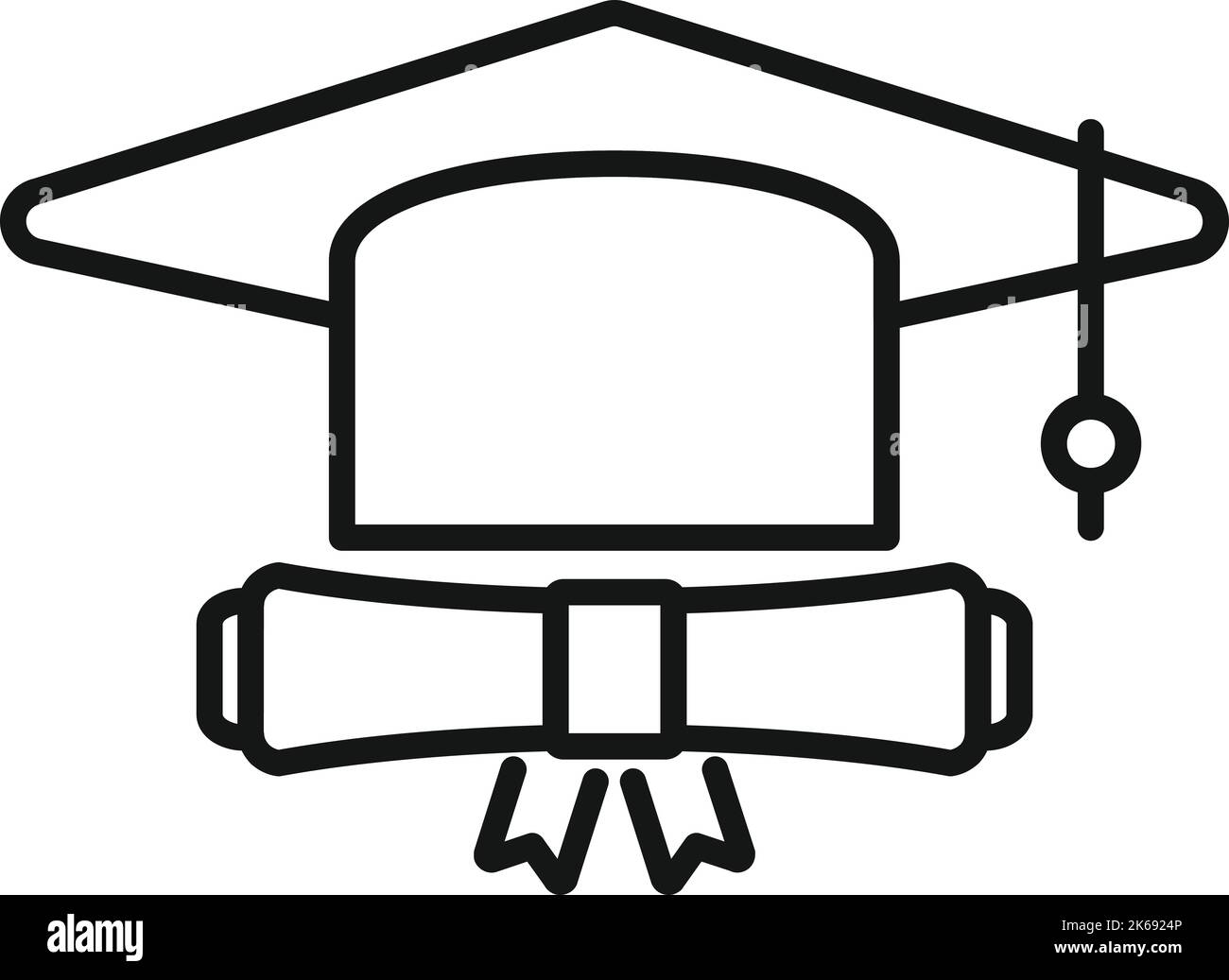 Degree cap icon outline vector. School diploma. Online university Stock ...