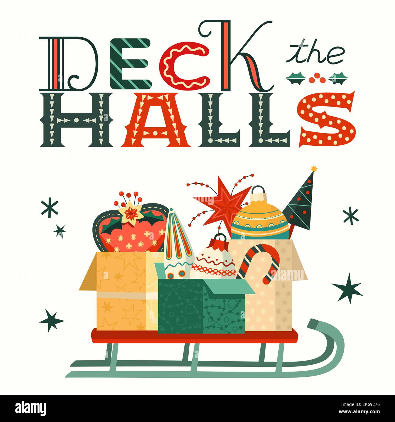Deck Halls Christmas Ornaments Fancy Vector Stock Vector Image & Art ...