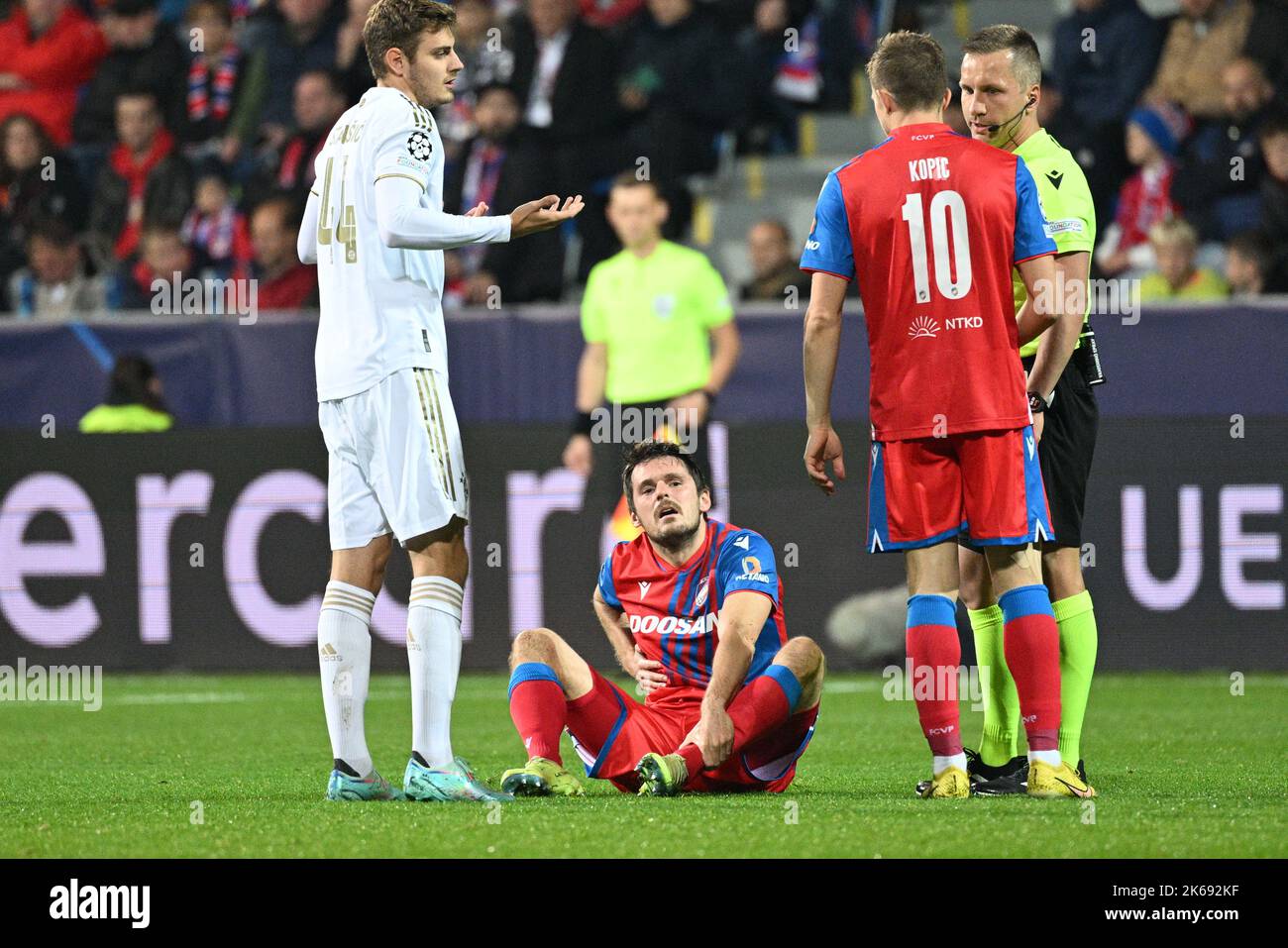 Pilsen, Czech Republic. 12th Oct, 2022. Centre L-R Josip Stanisic of ...