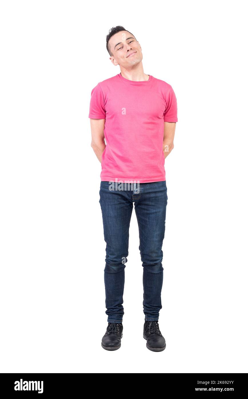 Delighted man in light studio. White background Stock Photo - Alamy