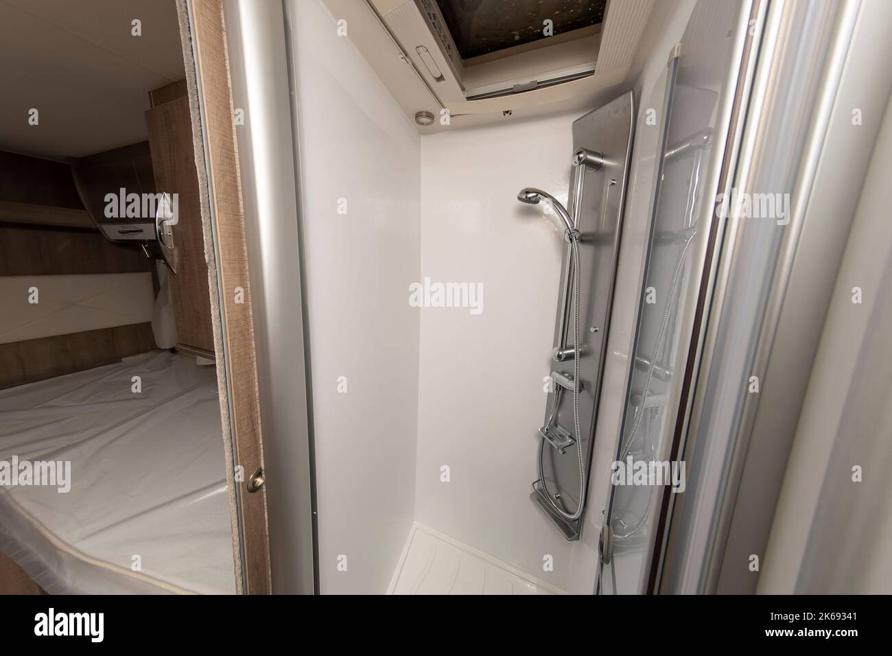 Small shower cabin in a mobile home Stock Photo - Alamy