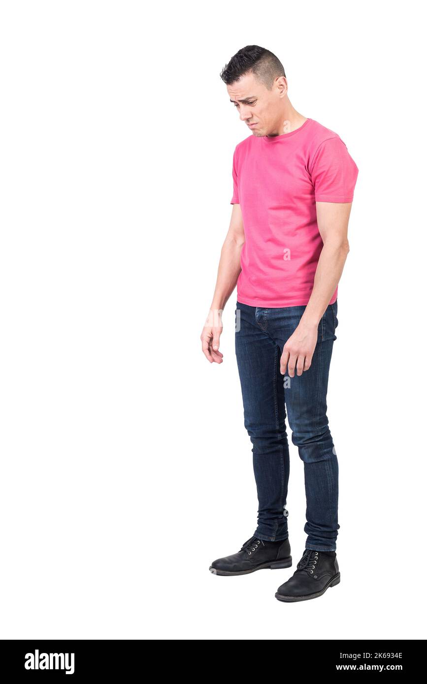 Sad man white background standing Cut Out Stock Images & Pictures - Alamy