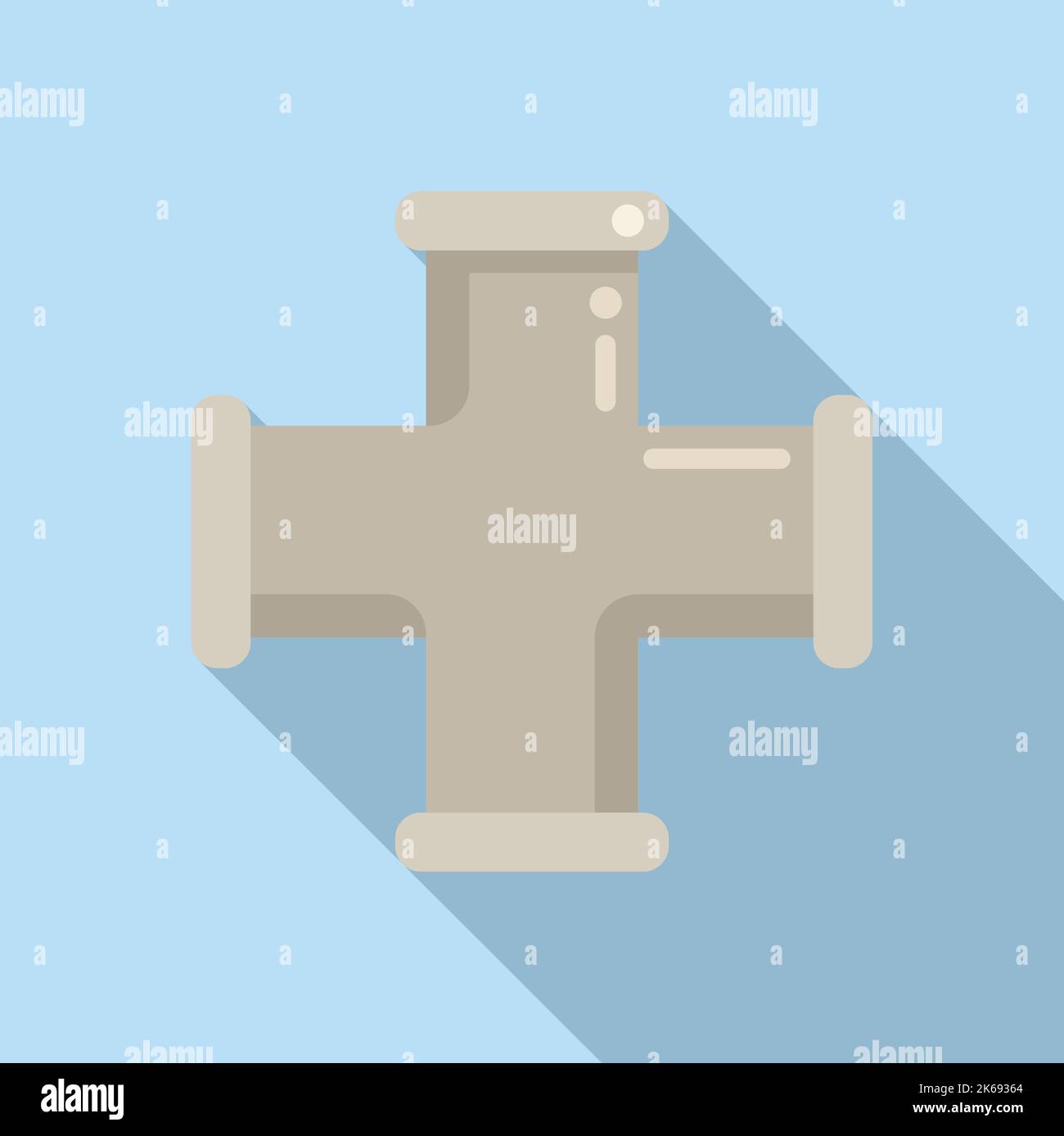 Cross pipe icon flat vector. Water pipeline. Pump tap Stock Vector ...
