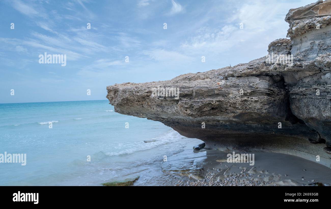 Beautiful Jebel Fuwairit Beach landscape with pebbles in Qatar Stock ...