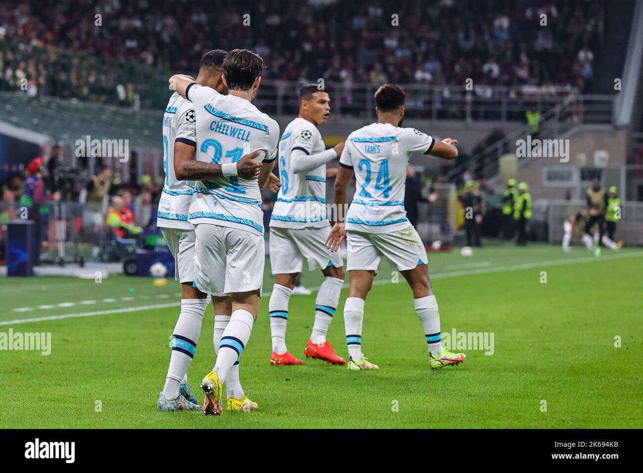 Pierre-Emerick Aubameyang of Chelsea FC celebrates with his team mates ...