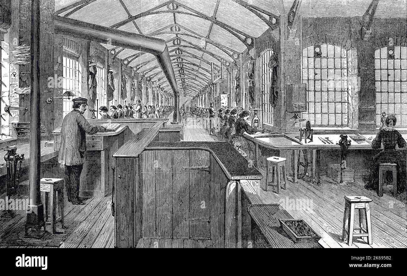 Digital improved reproduction, cutting room in a steel spring factory ...