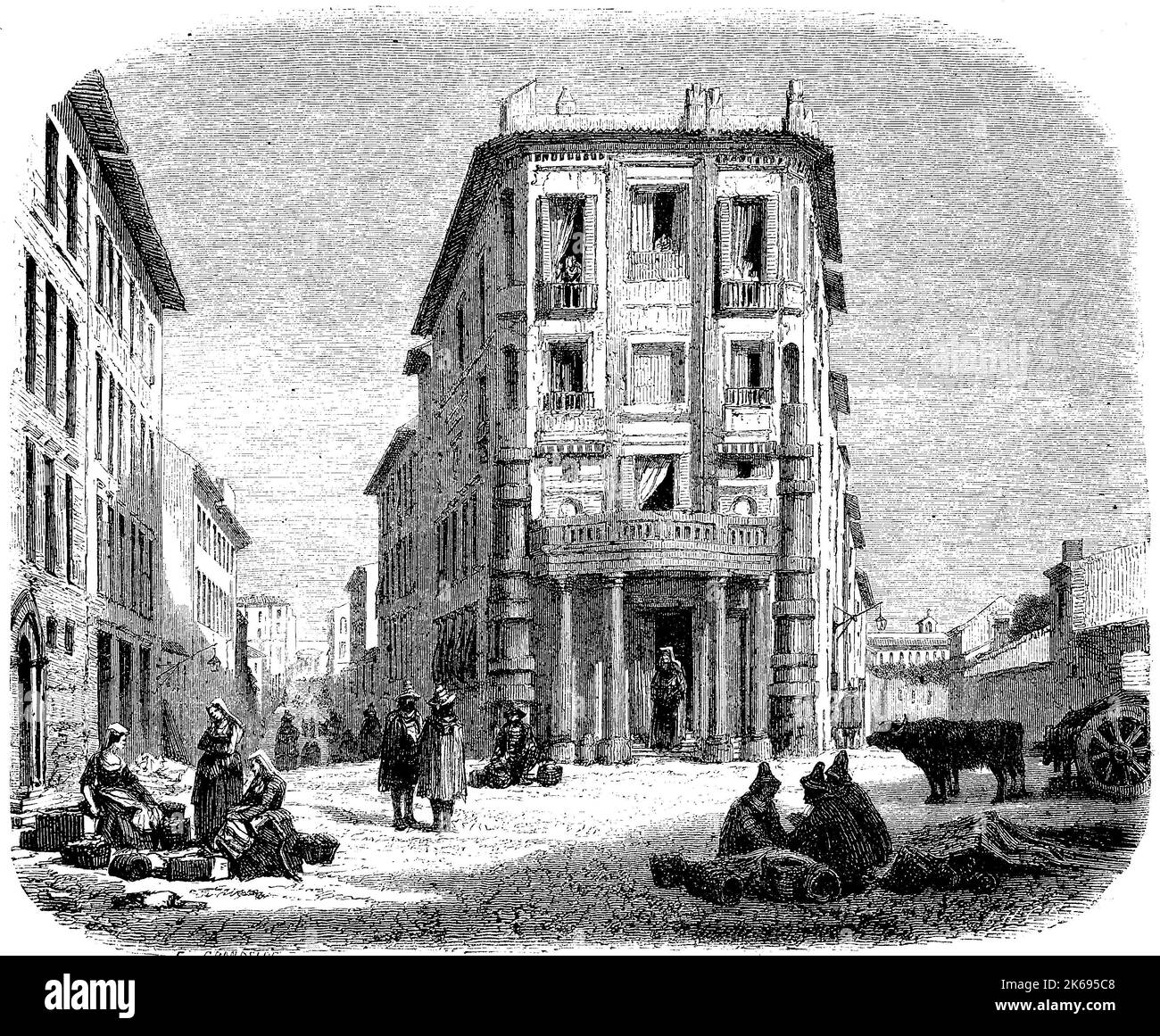 Digital improved reproduction, view of the house of poussin, on the ...