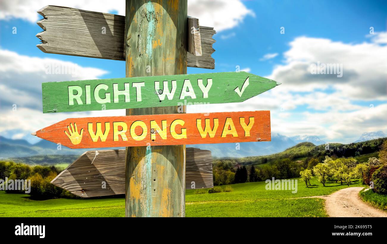 Street Sign RIGHT WAY versus WRONG WAY Stock Photo - Alamy